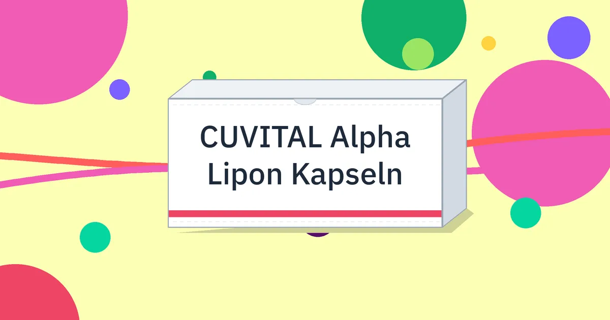 Symbolbild: Packung mit der Aufschrift CUVITAL Alpha Lipon Kapseln (PZN 19960381) – Verfügbarkeit und Bezug in Apotheken in Frankfurt am Main
