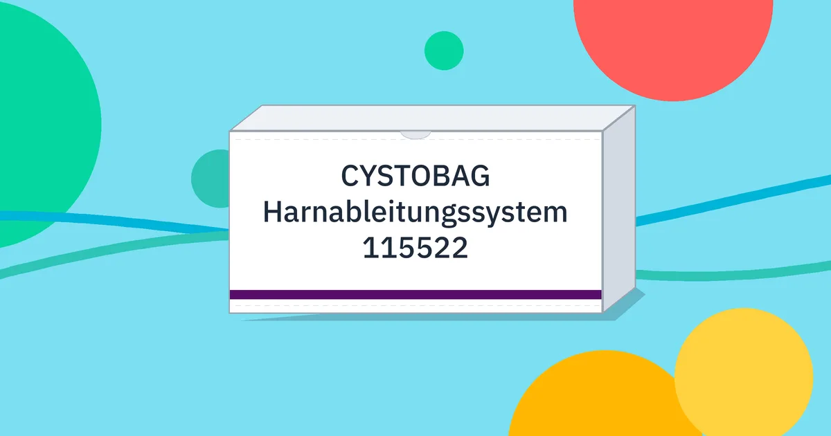 Symbolbild: Packung mit der Aufschrift CYSTOBAG Harnableitungssystem 115522 (PZN 05700587) – Verfügbarkeit und Bezug in Apotheken in Frankfurt am Main