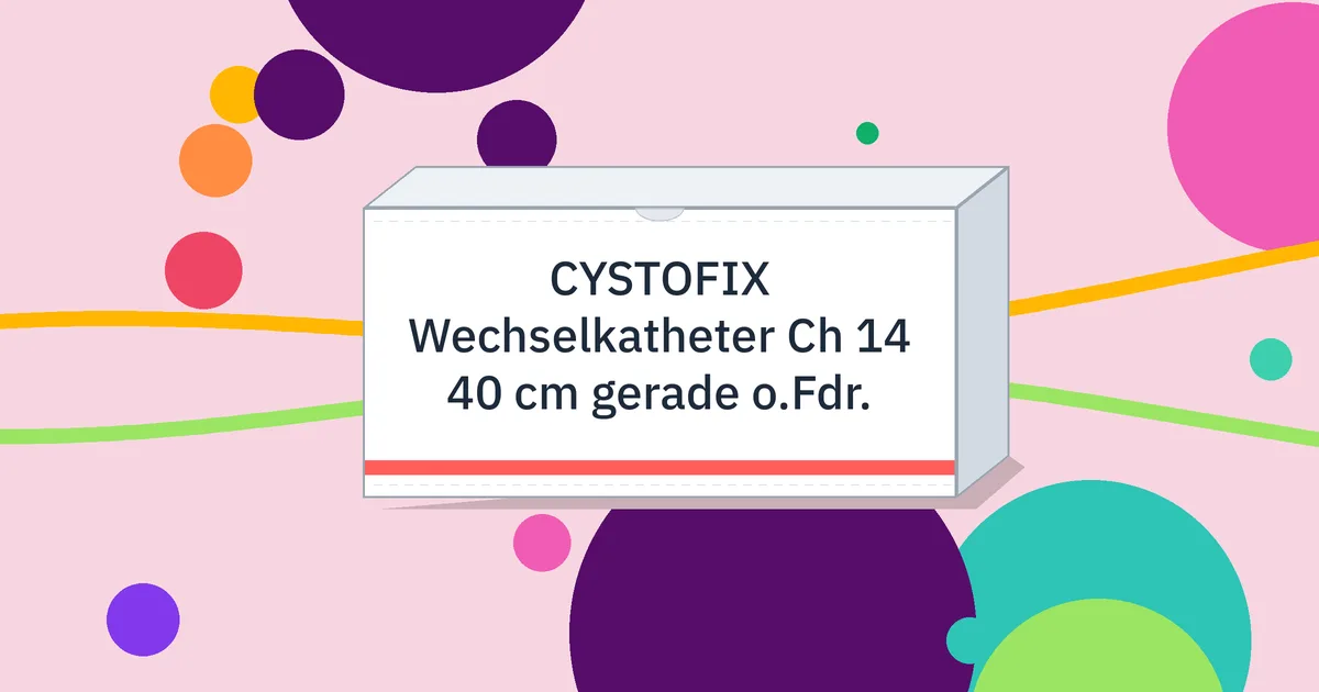 Symbolbild: Packung mit der Aufschrift CYSTOFIX Wechselkatheter Ch 14 40 cm gerade o.Fdr. (PZN 11156449) – Verfügbarkeit und Bezug in Apotheken in Frankfurt am Main