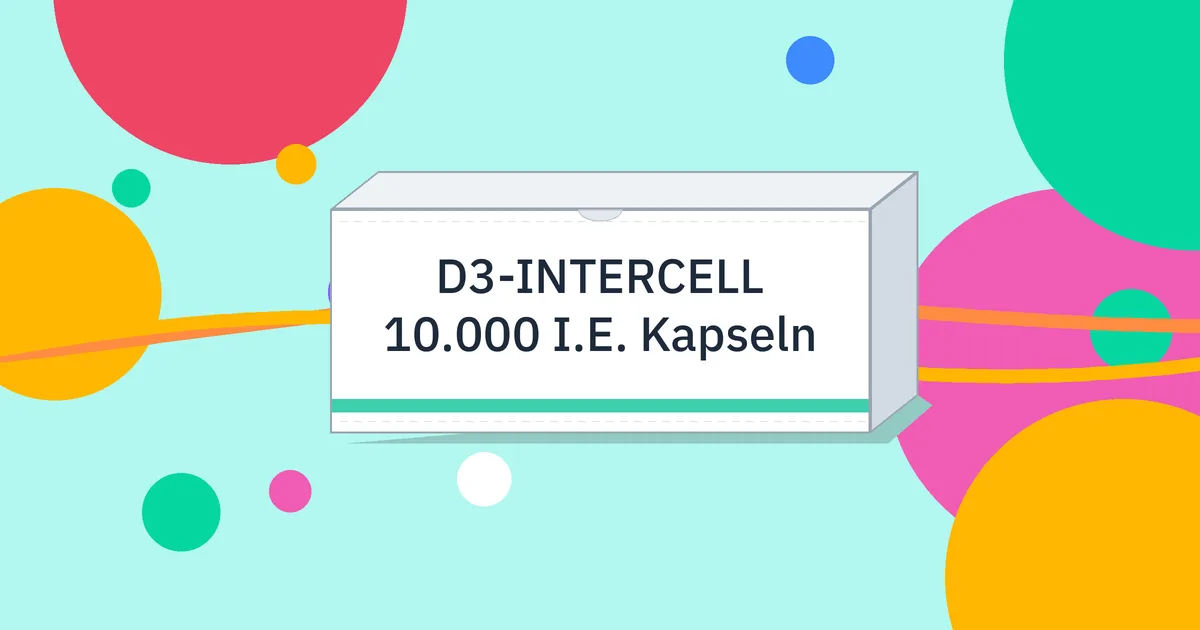 Symbolbild: Packung mit der Aufschrift D3-INTERCELL 10.000 I.E. Kapseln (PZN 10210365) – Verfügbarkeit und Bezug in Apotheken in Frankfurt am Main