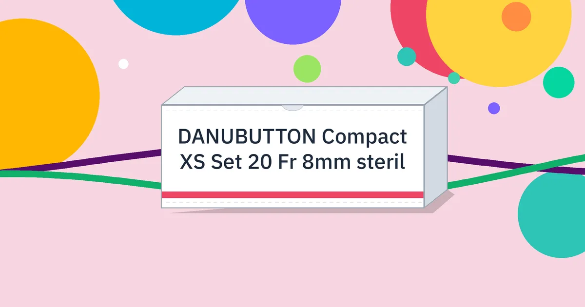 Symbolbild: Packung mit der Aufschrift DANUBUTTON Compact XS Set 20 Fr 8mm steril (PZN 19853113) – Verfügbarkeit und Bezug in Apotheken in Frankfurt am Main