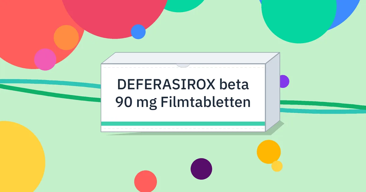 Symbolbild: Packung mit der Aufschrift DEFERASIROX beta 90 mg Filmtabletten (PZN 12740469) – Verfügbarkeit und Bezug in Apotheken in Frankfurt am Main