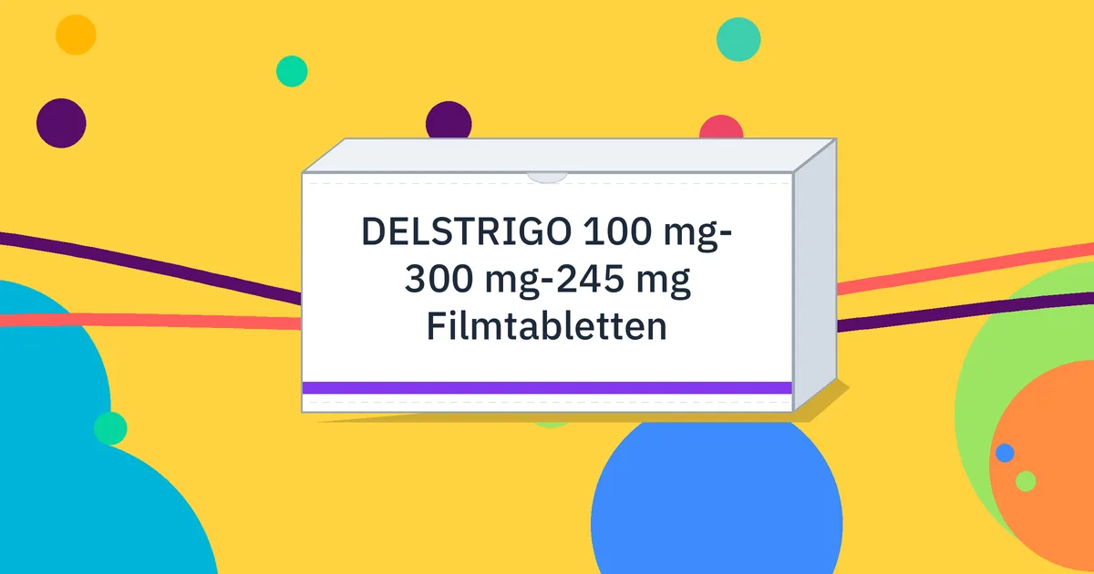 Symbolbild: Packung mit der Aufschrift DELSTRIGO 100 mg-300 mg-245 mg Filmtabletten (PZN 14260621) – Verfügbarkeit und Bezug in Apotheken in Frankfurt am Main