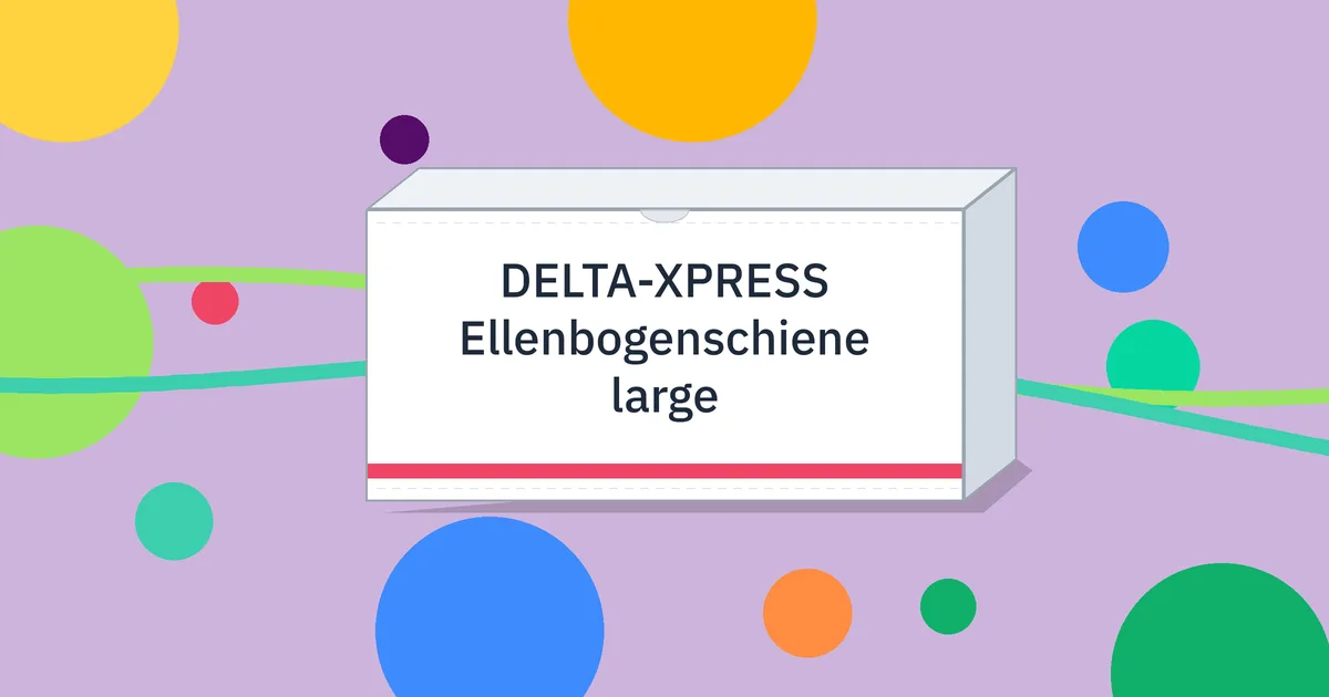 Symbolbild: Packung mit der Aufschrift DELTA-XPRESS Ellenbogenschiene large (PZN 09533175) – Verfügbarkeit und Bezug in Apotheken in Frankfurt am Main