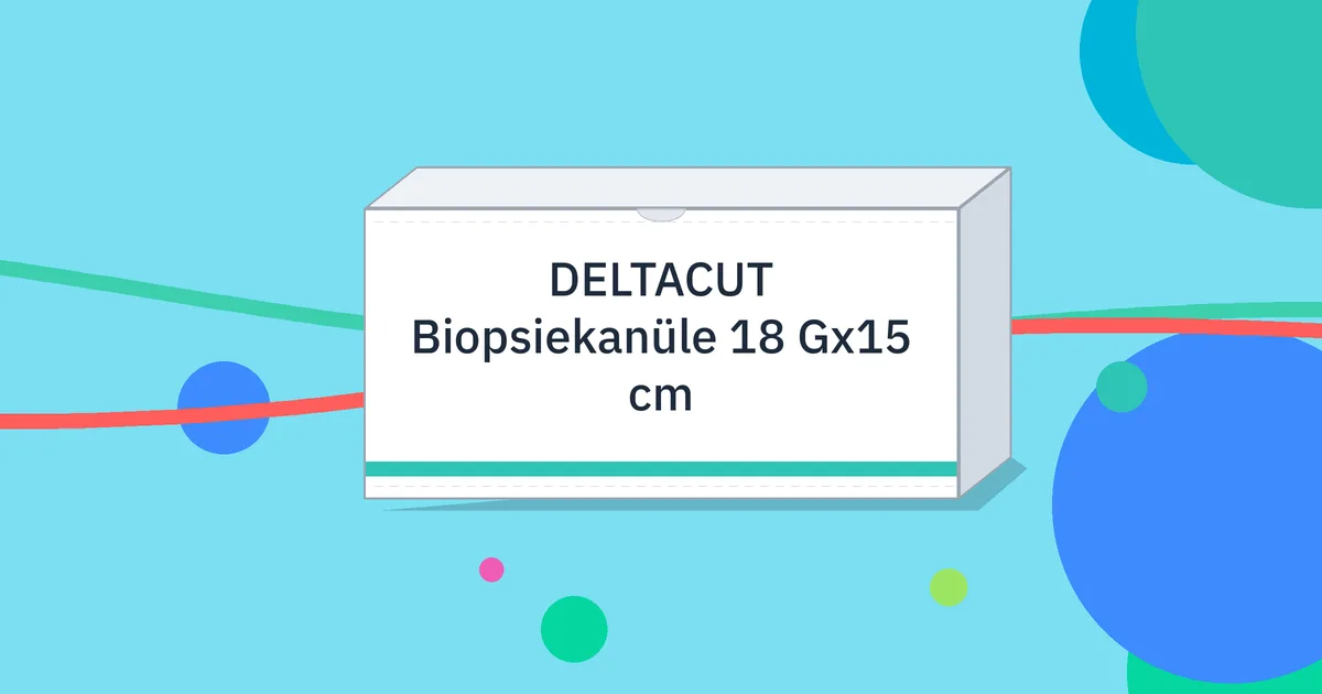Symbolbild: Packung mit der Aufschrift DELTACUT Biopsiekanüle 18 Gx15 cm (PZN 06935915) – Verfügbarkeit und Bezug in Apotheken in Frankfurt am Main