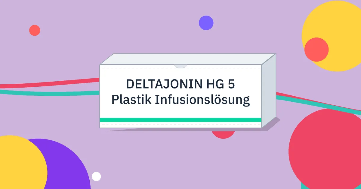 Symbolbild: Packung mit der Aufschrift DELTAJONIN HG 5 Plastik Infusionslösung (PZN 03367468) – Verfügbarkeit und Bezug in Apotheken in Frankfurt am Main