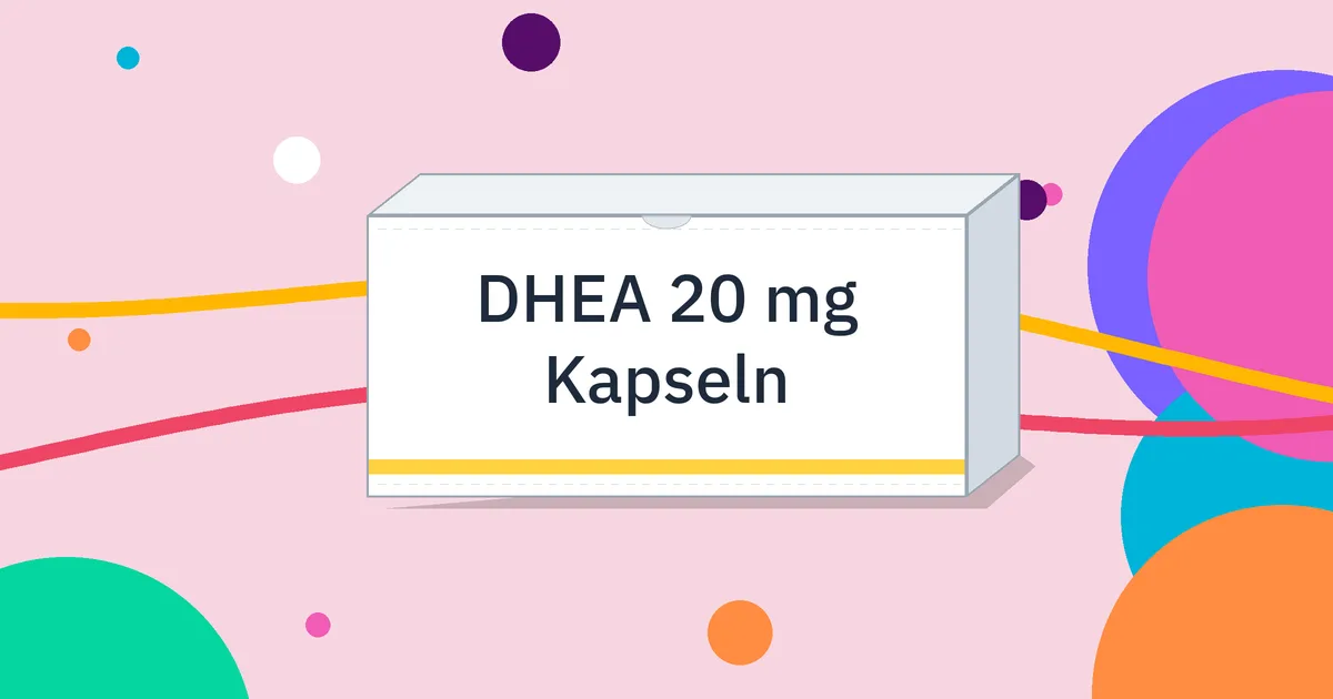 Symbolbild: Packung mit der Aufschrift DHEA 20 mg Kapseln (PZN 18787638) – Verfügbarkeit und Bezug in Apotheken in Frankfurt am Main