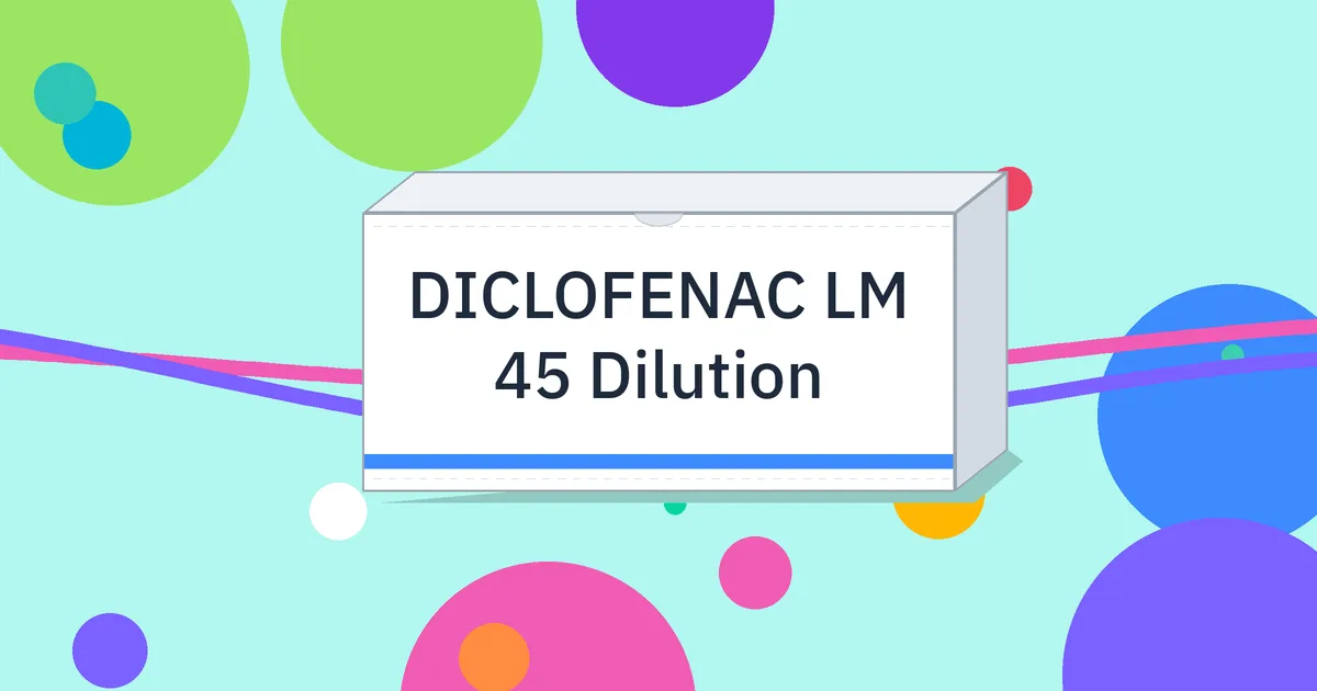 Symbolbild: Packung mit der Aufschrift DICLOFENAC LM 45 Dilution (PZN 12841532) – Verfügbarkeit und Bezug in Apotheken in Frankfurt am Main