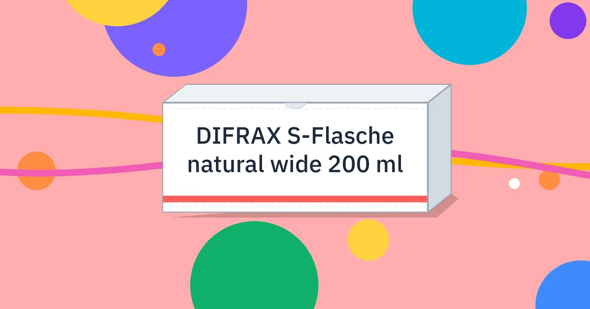 Symbolbild: Packung mit der Aufschrift DIFRAX S-Flasche natural wide 200 ml (PZN 12518021) – Verfügbarkeit und Bezug in Apotheken in Frankfurt am Main
