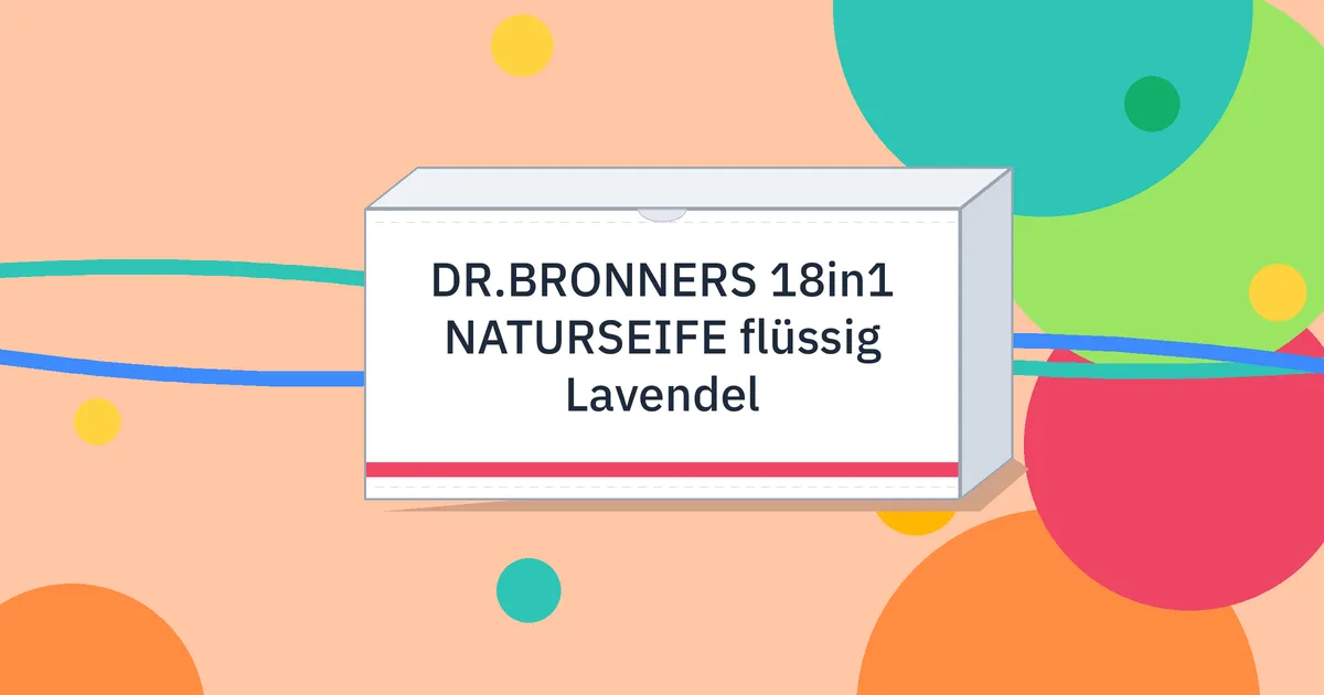 Symbolbild: Packung mit der Aufschrift DR.BRONNERS 18in1 NATURSEIFE flüssig Lavendel (PZN 19241634) – Verfügbarkeit und Bezug in Apotheken in Frankfurt am Main