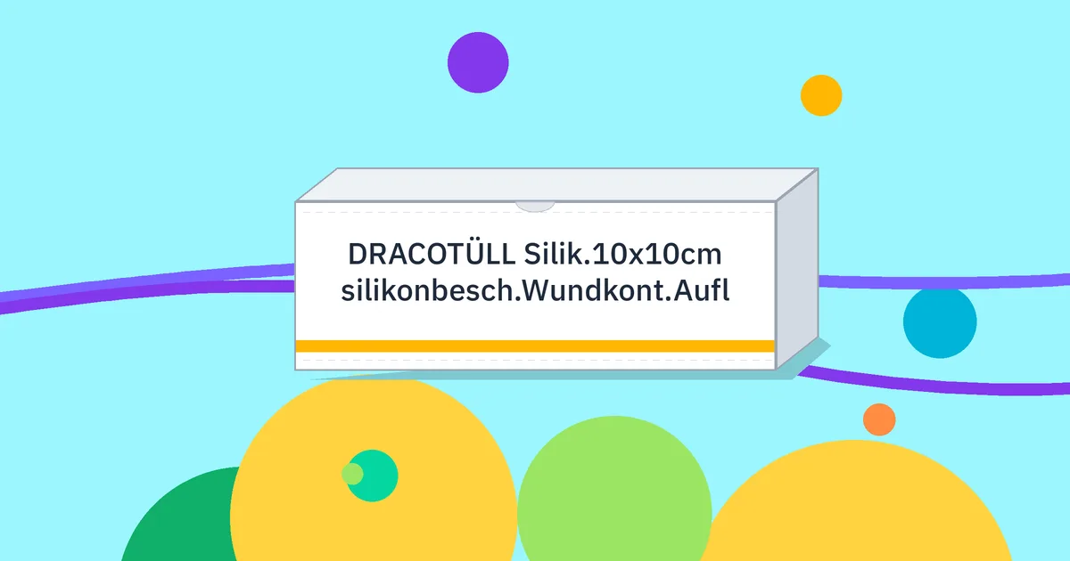 Symbolbild: Packung mit der Aufschrift DRACOTÜLL Silik.10x10cm silikonbesch.Wundkont.Aufl (PZN 08839788) – Verfügbarkeit und Bezug in Apotheken in Frankfurt am Main