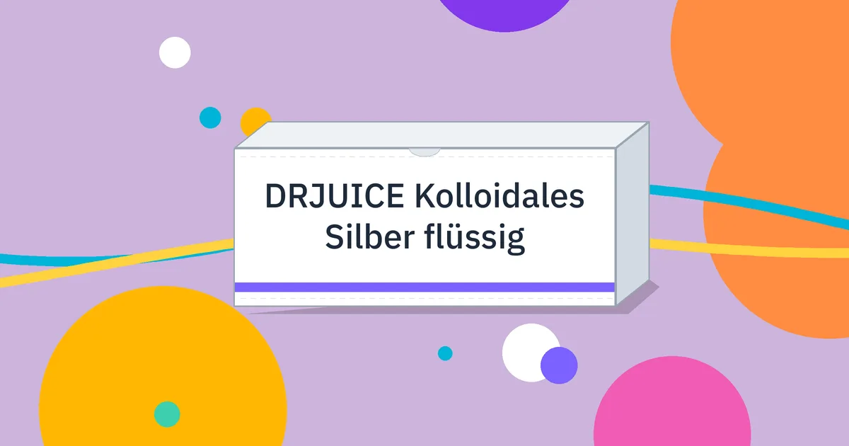 Symbolbild: Packung mit der Aufschrift DRJUICE Kolloidales Silber flüssig (PZN 19899279) – Verfügbarkeit und Bezug in Apotheken in Frankfurt am Main