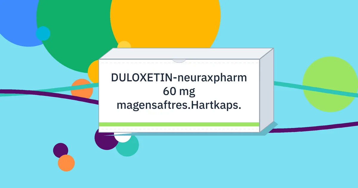 Symbolbild: Packung mit der Aufschrift DULOXETIN-neuraxpharm 60 mg magensaftres.Hartkaps. (PZN 11002114) – Verfügbarkeit und Bezug in Apotheken in Frankfurt am Main