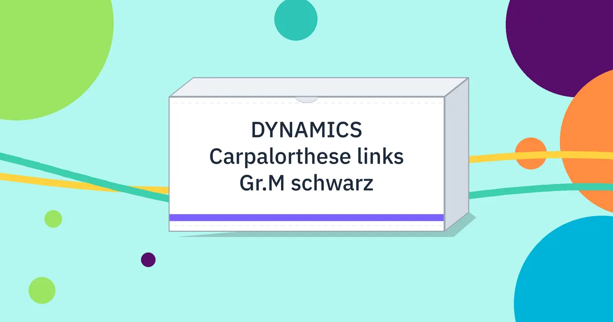 Symbolbild: Packung mit der Aufschrift DYNAMICS Carpalorthese links Gr.M schwarz (PZN 10631724) – Verfügbarkeit und Bezug in Apotheken in Frankfurt am Main