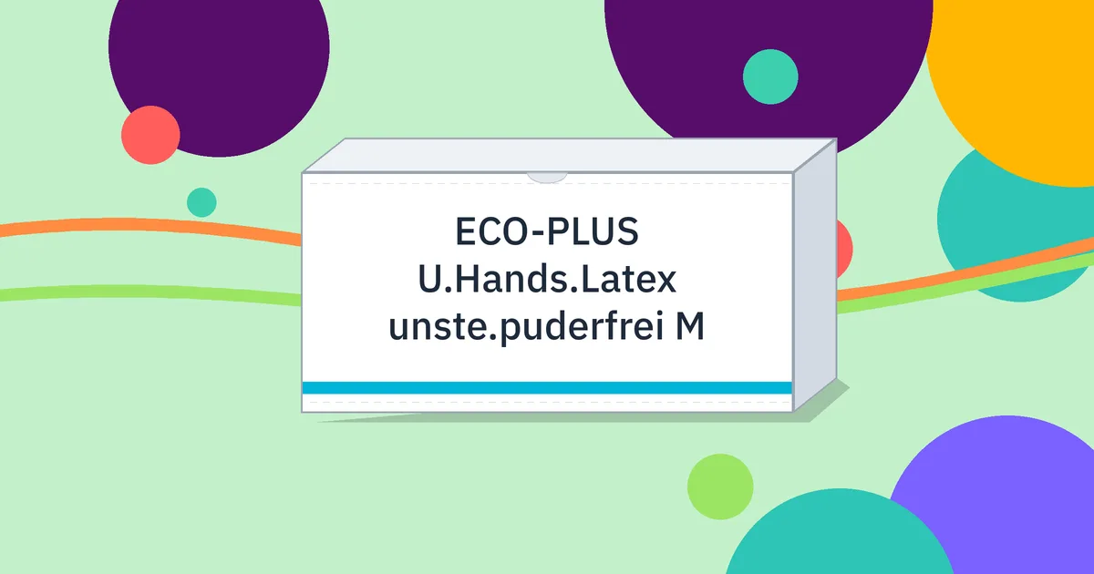 Symbolbild: Packung mit der Aufschrift ECO-PLUS U.Hands.Latex unste.puderfrei M (PZN 15248409) – Verfügbarkeit und Bezug in Apotheken in Frankfurt am Main