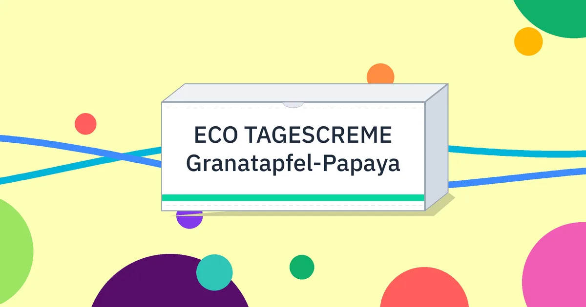 Symbolbild: Packung mit der Aufschrift ECO TAGESCREME Granatapfel-Papaya (PZN 12568622) – Verfügbarkeit und Bezug in Apotheken in Frankfurt am Main