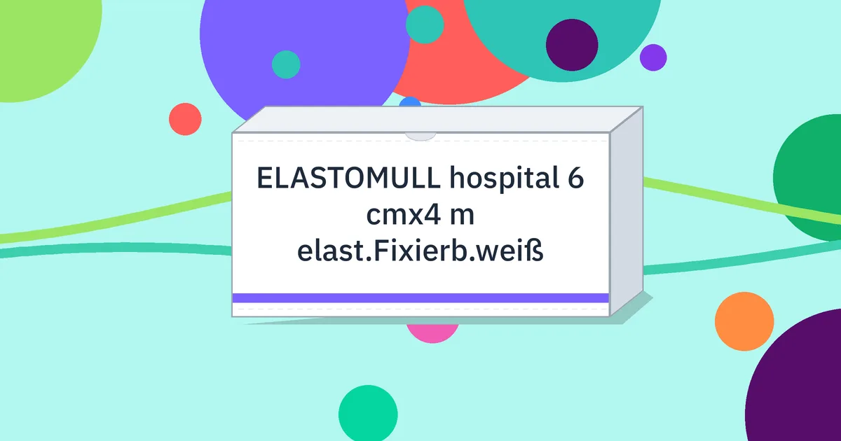Symbolbild: Packung mit der Aufschrift ELASTOMULL hospital 6 cmx4 m elast.Fixierb.weiß (PZN 01903974) – Verfügbarkeit und Bezug in Apotheken in Frankfurt am Main