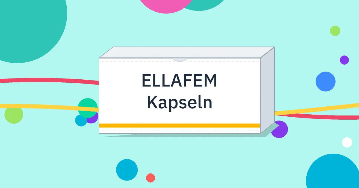 Symbolbild: Packung mit der Aufschrift ELLAFEM Kapseln (PZN 01009374) – Verfügbarkeit und Bezug in Apotheken in Frankfurt am Main