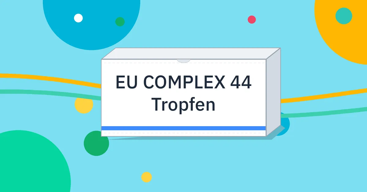 Symbolbild: Packung mit der Aufschrift EU COMPLEX 44 Tropfen (PZN 17873382) – Verfügbarkeit und Bezug in Apotheken in Frankfurt am Main