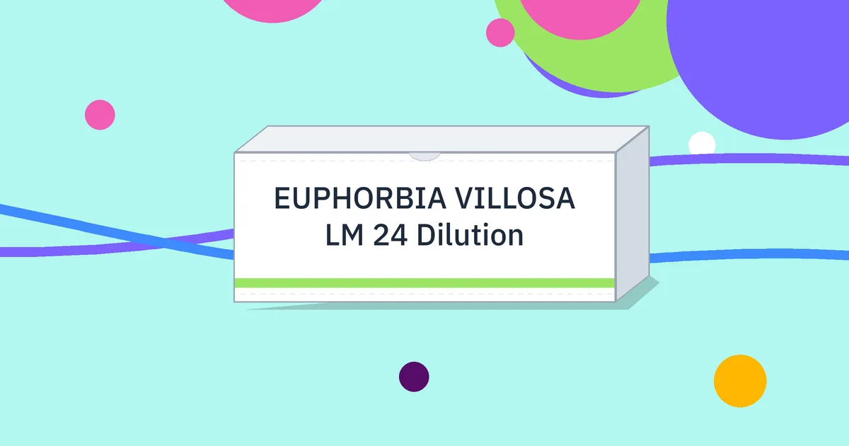 Symbolbild: Packung mit der Aufschrift EUPHORBIA VILLOSA LM 24 Dilution (PZN 13482880) – Verfügbarkeit und Bezug in Apotheken in Frankfurt am Main
