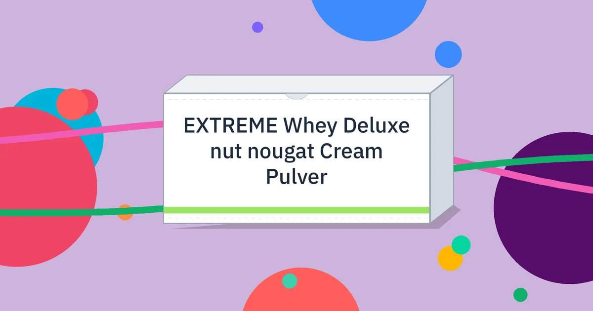 Symbolbild: Packung mit der Aufschrift EXTREME Whey Deluxe nut nougat Cream Pulver (PZN 09911252) – Verfügbarkeit und Bezug in Apotheken in Frankfurt am Main