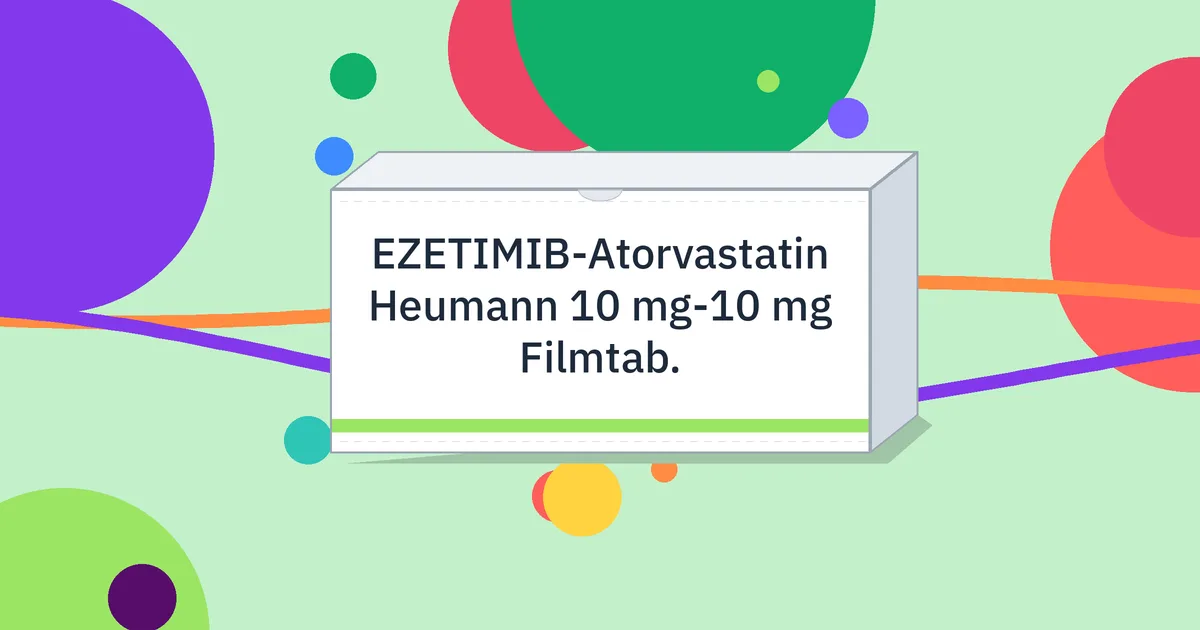 Symbolbild: Packung mit der Aufschrift EZETIMIB-Atorvastatin Heumann 10 mg-10 mg Filmtab. (PZN 19054719) – Verfügbarkeit und Bezug in Apotheken in Frankfurt am Main