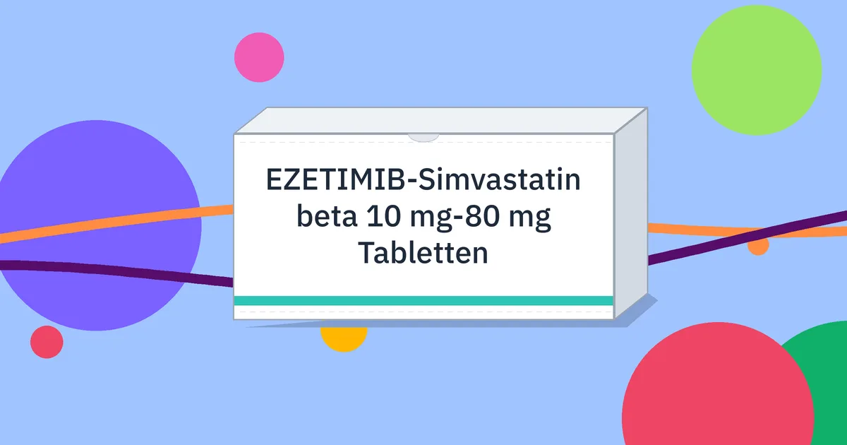 Symbolbild: Packung mit der Aufschrift EZETIMIB-Simvastatin beta 10 mg-80 mg Tabletten (PZN 14253130) – Verfügbarkeit und Bezug in Apotheken in Frankfurt am Main