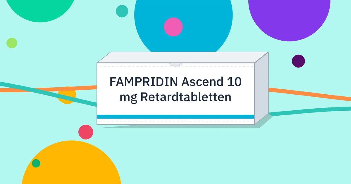 Symbolbild: Packung mit der Aufschrift FAMPRIDIN Ascend 10 mg Retardtabletten (PZN 20006097) – Verfügbarkeit und Bezug in Apotheken in Frankfurt am Main