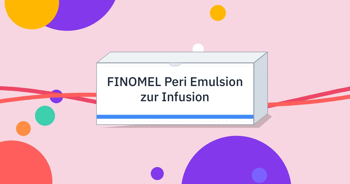 Symbolbild: Packung mit der Aufschrift FINOMEL Peri Emulsion zur Infusion (PZN 15309045) – Verfügbarkeit und Bezug in Apotheken in Frankfurt am Main