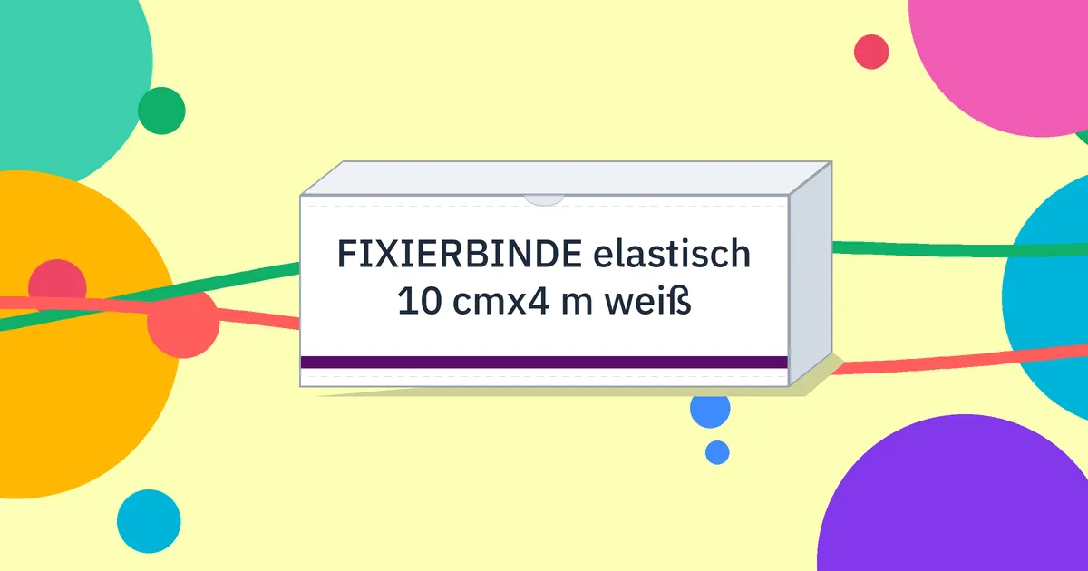 Symbolbild: Packung mit der Aufschrift FIXIERBINDE elastisch 10 cmx4 m weiß (PZN 01960297) – Verfügbarkeit und Bezug in Apotheken in Frankfurt am Main