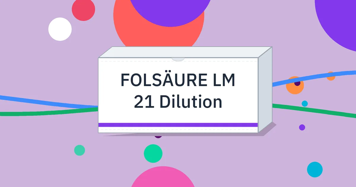 Symbolbild: Packung mit der Aufschrift FOLSÄURE LM 21 Dilution (PZN 12873213) – Verfügbarkeit und Bezug in Apotheken in Frankfurt am Main