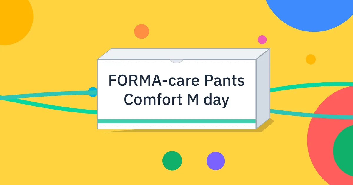 Symbolbild: Packung mit der Aufschrift FORMA-care Pants Comfort M day (PZN 19188615) – Verfügbarkeit und Bezug in Apotheken in Frankfurt am Main