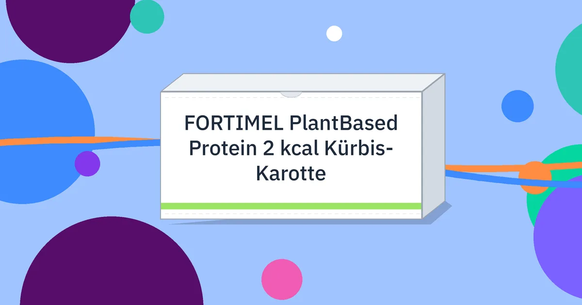 Symbolbild: Packung mit der Aufschrift FORTIMEL PlantBased Protein 2 kcal Kürbis-Karotte (PZN 20860874) – Verfügbarkeit und Bezug in Apotheken in Frankfurt am Main