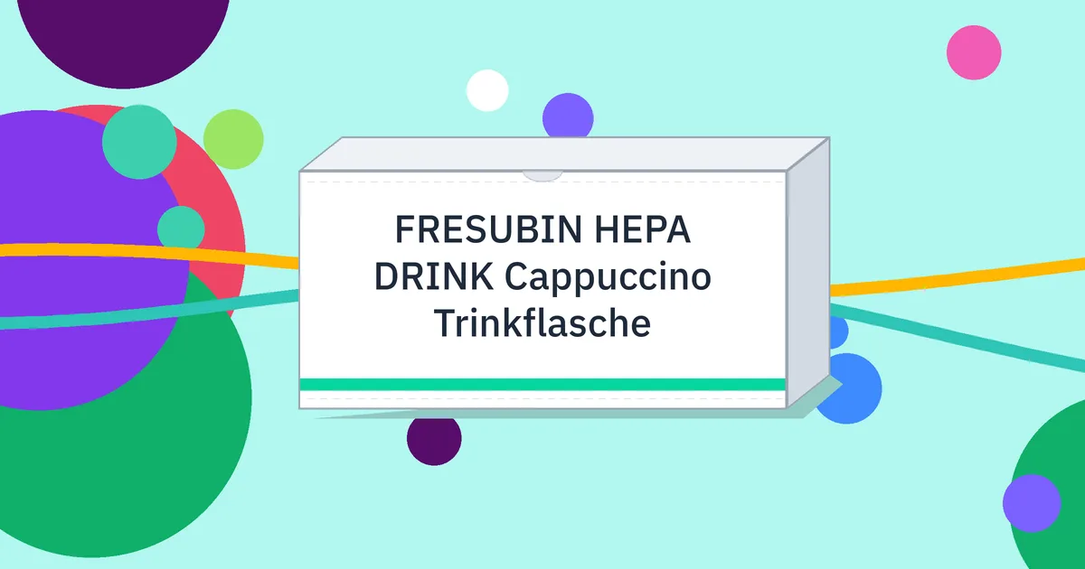 Symbolbild: Packung mit der Aufschrift FRESUBIN HEPA DRINK Cappuccino Trinkflasche (PZN 00167527) – Verfügbarkeit und Bezug in Apotheken in Frankfurt am Main