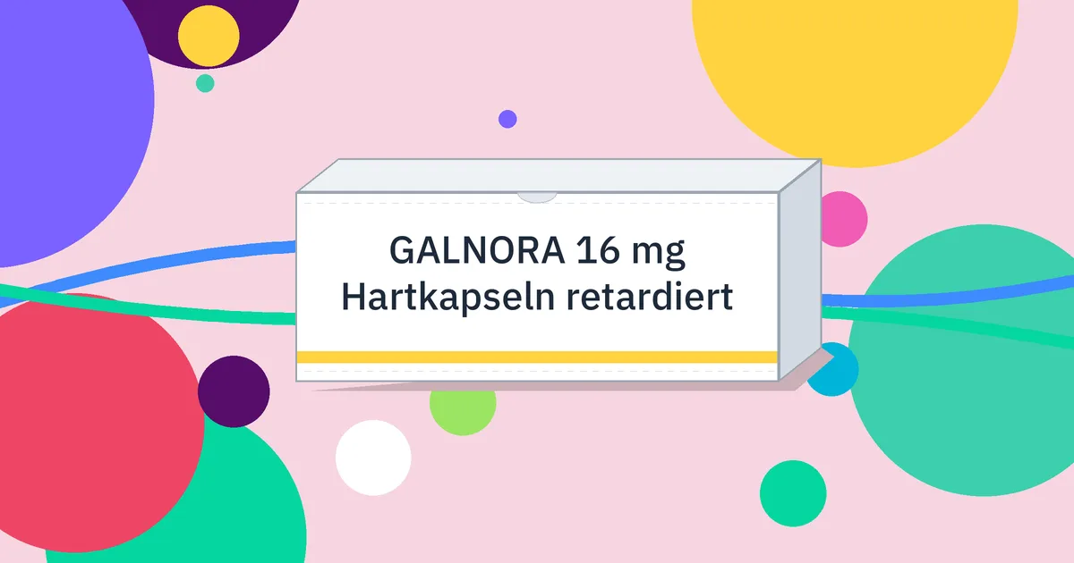 Symbolbild: Packung mit der Aufschrift GALNORA 16 mg Hartkapseln retardiert (PZN 09302056) – Verfügbarkeit und Bezug in Apotheken in Frankfurt am Main