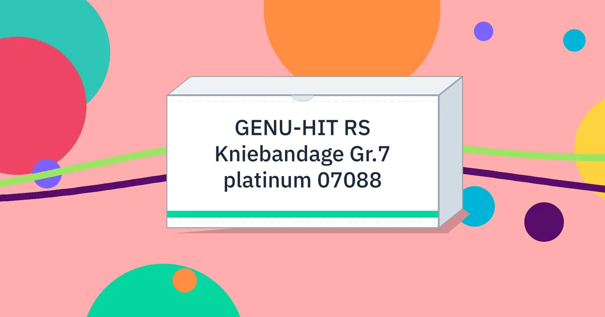 Symbolbild: Packung mit der Aufschrift GENU-HIT RS Kniebandage Gr.7 platinum 07088 (PZN 08437699) – Verfügbarkeit und Bezug in Apotheken in Frankfurt am Main