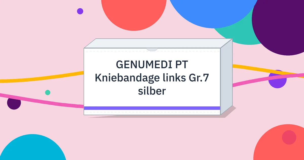 Symbolbild: Packung mit der Aufschrift GENUMEDI PT Kniebandage links Gr.7 silber (PZN 15313963) – Verfügbarkeit und Bezug in Apotheken in Frankfurt am Main
