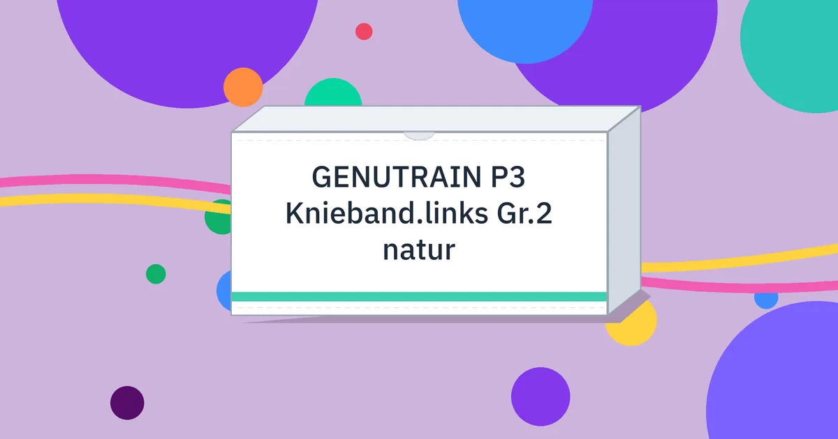 Symbolbild: Packung mit der Aufschrift GENUTRAIN P3 Knieband.links Gr.2 natur (PZN 01284815) – Verfügbarkeit und Bezug in Apotheken in Frankfurt am Main