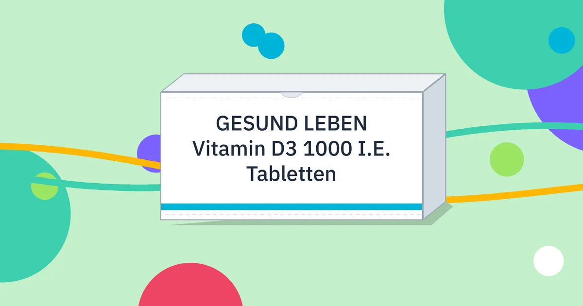 Symbolbild: Packung mit der Aufschrift GESUND LEBEN Vitamin D3 1000 I.E. Tabletten (PZN 16751984) – Verfügbarkeit und Bezug in Apotheken in Frankfurt am Main