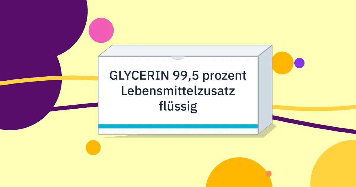 Symbolbild: Packung mit der Aufschrift GLYCERIN 99,5 prozent Lebensmittelzusatz flüssig (PZN 17918110) – Verfügbarkeit und Bezug in Apotheken in Frankfurt am Main