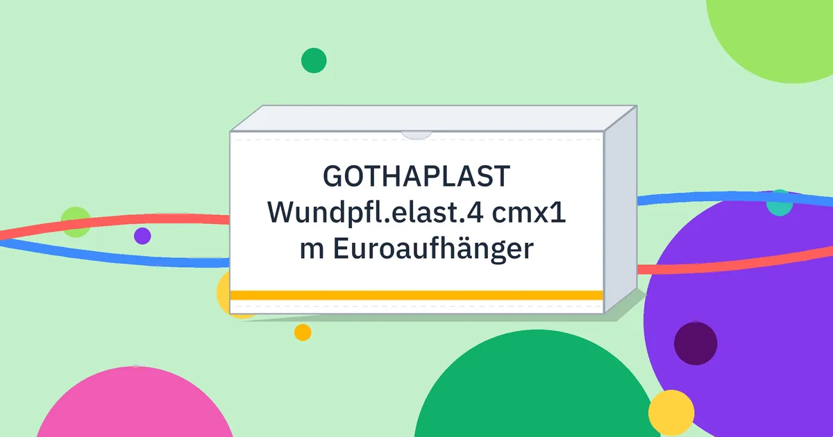 Symbolbild: Packung mit der Aufschrift GOTHAPLAST Wundpfl.elast.4 cmx1 m Euroaufhänger (PZN 04092163) – Verfügbarkeit und Bezug in Apotheken in Frankfurt am Main