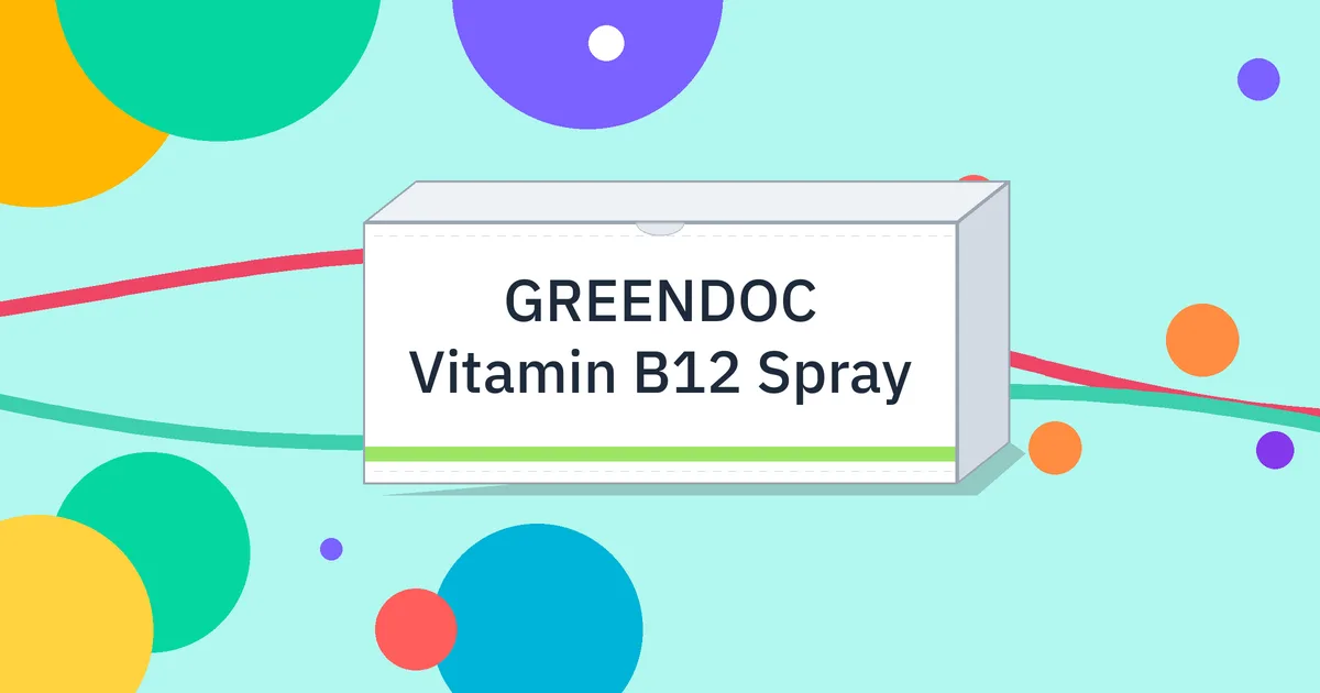 Symbolbild: Packung mit der Aufschrift GREENDOC Vitamin B12 Spray (PZN 18359090) – Verfügbarkeit und Bezug in Apotheken in Frankfurt am Main