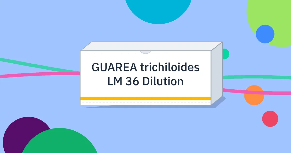 Symbolbild: Packung mit der Aufschrift GUAREA trichiloides LM 36 Dilution (PZN 13548633) – Verfügbarkeit und Bezug in Apotheken in Frankfurt am Main