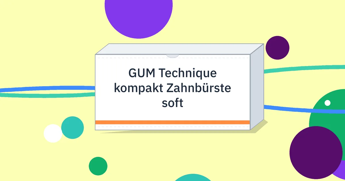 Symbolbild: Packung mit der Aufschrift GUM Technique kompakt Zahnbürste soft (PZN 03400361) – Verfügbarkeit und Bezug in Apotheken in Frankfurt am Main