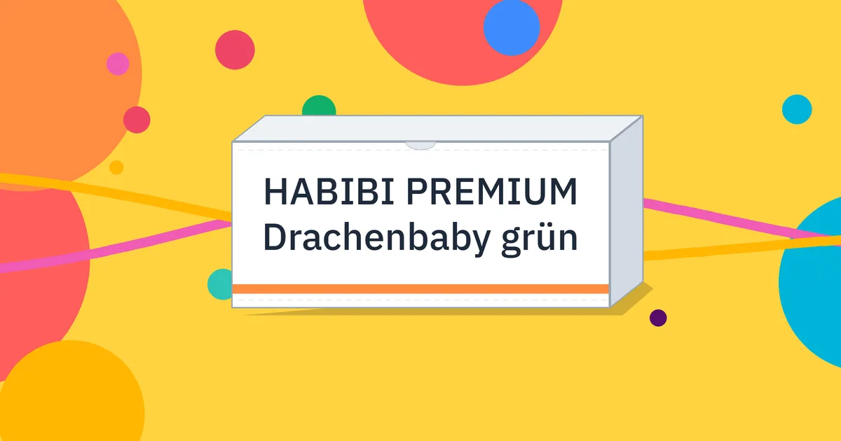 Symbolbild: Packung mit der Aufschrift HABIBI PREMIUM Drachenbaby grün (PZN 18749193) – Verfügbarkeit und Bezug in Apotheken in Frankfurt am Main