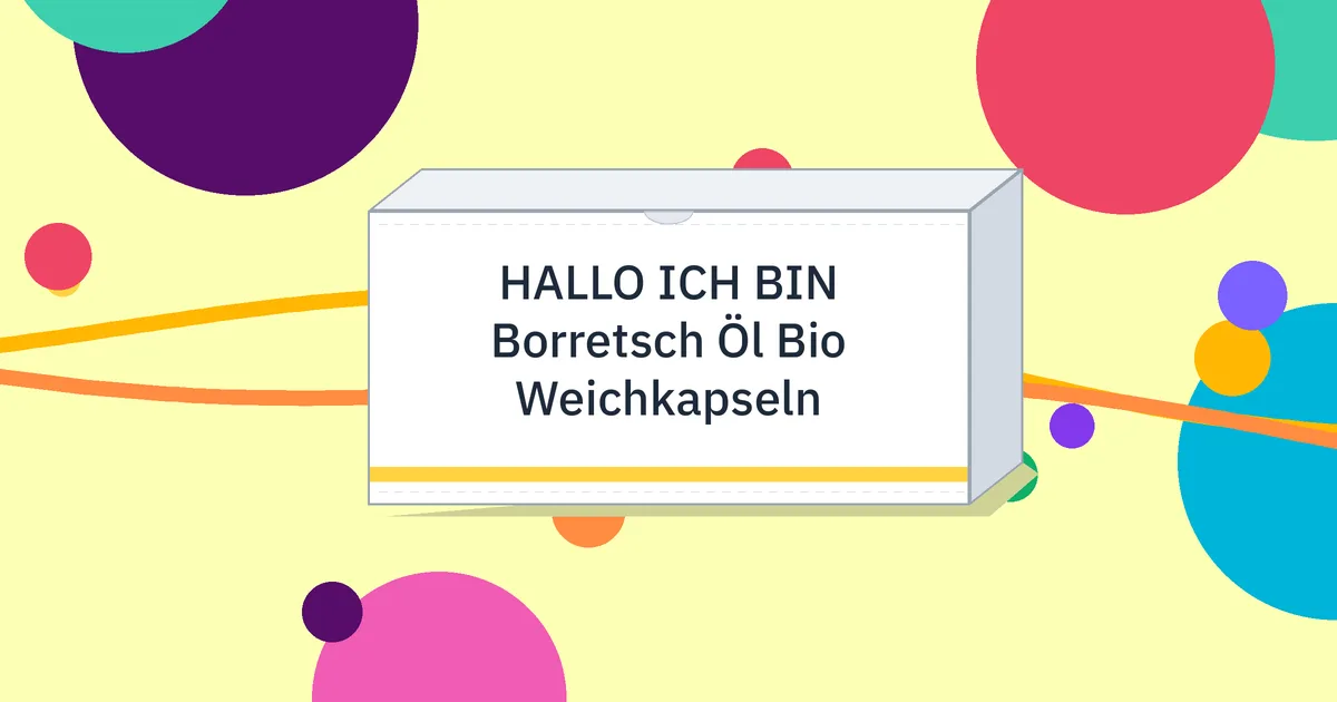 Symbolbild: Packung mit der Aufschrift HALLO ICH BIN Borretsch Öl Bio Weichkapseln (PZN 14293833) – Verfügbarkeit und Bezug in Apotheken in Frankfurt am Main