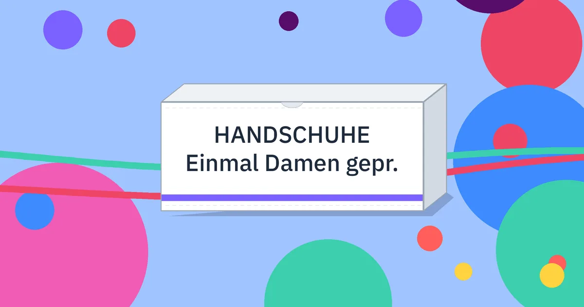 Symbolbild: Packung mit der Aufschrift HANDSCHUHE Einmal Damen gepr. (PZN 03125972) – Verfügbarkeit und Bezug in Apotheken in Frankfurt am Main