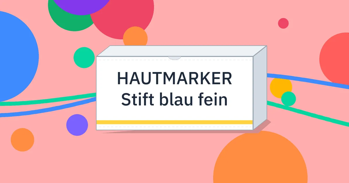 Symbolbild: Packung mit der Aufschrift HAUTMARKER Stift blau fein (PZN 09430877) – Verfügbarkeit und Bezug in Apotheken in Frankfurt am Main