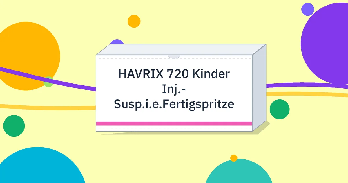 Symbolbild: Packung mit der Aufschrift HAVRIX 720 Kinder Inj.-Susp.i.e.Fertigspritze (PZN 07728093) – Verfügbarkeit und Bezug in Apotheken in Frankfurt am Main