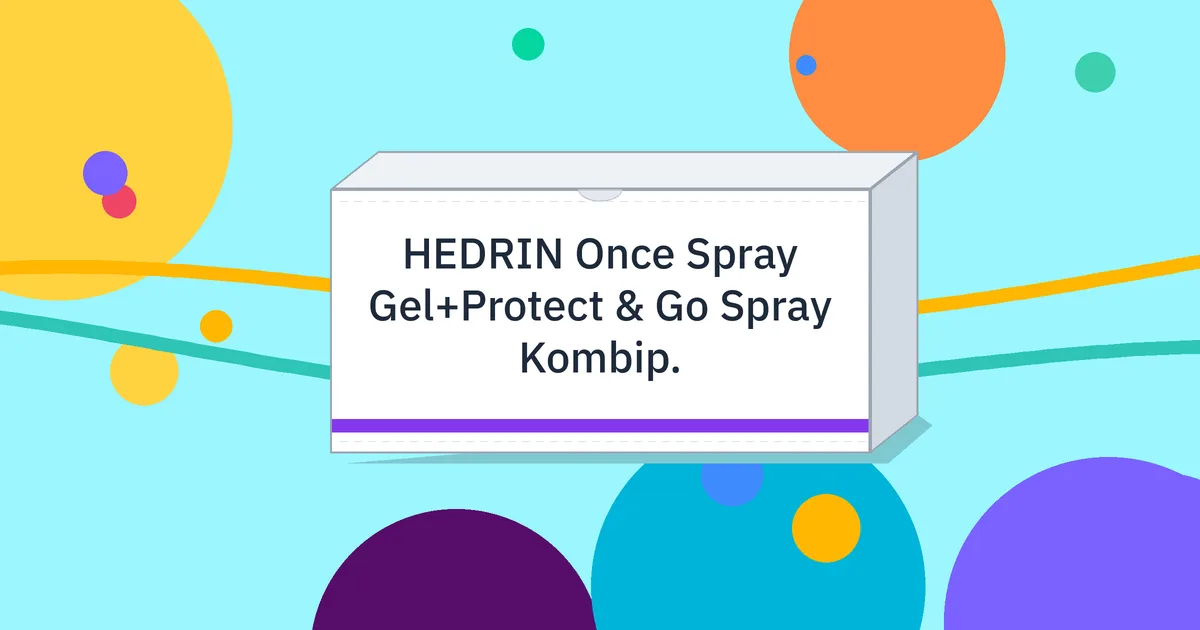 Symbolbild: Packung mit der Aufschrift HEDRIN Once Spray Gel+Protect & Go Spray Kombip. (PZN 19639561) – Verfügbarkeit und Bezug in Apotheken in Frankfurt am Main